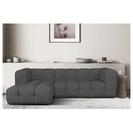 Ecksofa LeGer Home by Lena Gercke "TALISHA L-Form" Sofas Gr. B/H/T: 276cm x 75cm x 178cm, Struktur weich, Ottomane links, grau (dunkelgrau) moderne Steppung, hoher Sitzkomfort