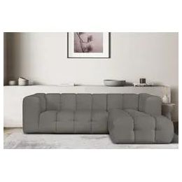 Ecksofa LeGer Home by Lena Gercke "TALISHA L-Form" Sofas Gr. B/H/T: 276cm x 75cm x 178cm, Chenille-Struktur, Ottomane rechts, grau (taupe) moderne Steppung, hoher Sitzkomfort