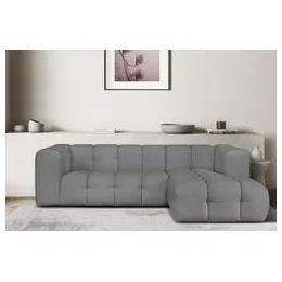 Ecksofa LeGer Home by Lena Gercke "TALISHA L-Form" Sofas Gr. B/H/T: 276cm x 75cm x 178cm, Chenille-Struktur, Ottomane rechts, grau moderne Steppung, hoher Sitzkomfort