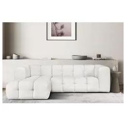 Ecksofa LeGer Home by Lena Gercke "TALISHA L-Form" Sofas Gr. B/H/T: 276cm x 75cm x 178cm, Chenille-Struktur, Ottomane links, beige (creme) moderne Steppung, hoher Sitzkomfort