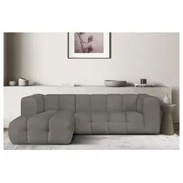 Ecksofa LeGer Home by Lena Gercke "TALISHA L-Form" Sofas Gr. B/H/T: 276cm x 75cm x 178cm, Chenille-Struktur, Ottomane links, grau (taupe) moderne Steppung, hoher Sitzkomfort