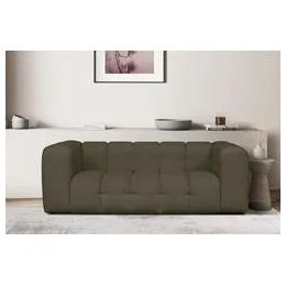 3-Sitzer LeGer Home by Lena Gercke "TALISHA" Sofas Gr. B/H/T: 229cm x 75cm x 110cm, Struktur weich, grün (oliv) moderne Steppung, hoher Sitzkomfort