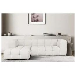 Ecksofa LeGer Home by Lena Gercke "TALISHA L-Form" Sofas Gr. B/H/T: 276cm x 75cm x 178cm, Struktur weich, Ottomane links, beige (creme) moderne Steppung, hoher Sitzkomfort