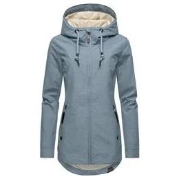 Outdoorjacke Ragwear "Zuzka" Gr. XXL (44), blau (stahlblau) Damen Jacken stylische Übergangsjacke mit großer Kapuze