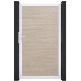 GroJa Einzeltor BasicLine PVC-Steckzaun Sheffield Oak , Silber EV1