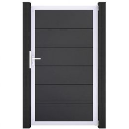 GroJa Einzeltor BasicLine PVC-Steckzaun Anthrazit , Silber EV1