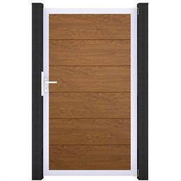GroJa Einzeltor BasicLine PVC-Steckzaun Golden Oak , Silber EV1