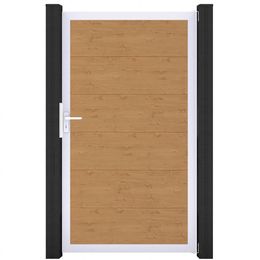 GroJa Einzeltor BasicLine PVC-Steckzaun Asteiche Natur , Silber EV1