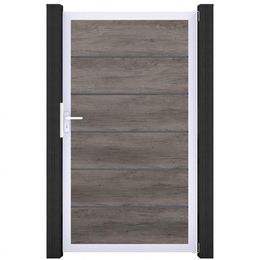GroJa Einzeltor BasicLine Premium PVC-Steckzaun Monument Oak , Silber EV1