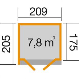 Weka Designhaus 262 anthrazit Gartenhaus, mit Panorama-Doppeltür