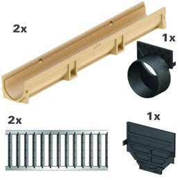 Aco Komplett Set Euroline 2.0, 2 m, A 15 (1,5 to),mit Stegrost,Stutzen