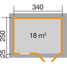 Weka Gartenhaus 163 naturbelassen Gartenh&uuml;tte, 340x250 cm