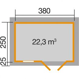 Weka Gartenhaus 163 naturbelassen Gartenhütte, 380x250 cm
