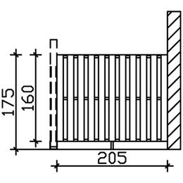 Skan Holz Seitenwand Douglasie Naturbelassen, 205x160 cm