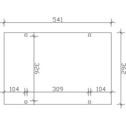 Skan Holz Einzelcarport Westerwald Nussbaum Unterstand, gerade Kopfb&auml;nder, 362x541 cm