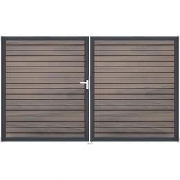 GroJa Doppeltor Solid Rhombus BPC-Steckzaun Bi-color co-extrudiert, DIN Links, Anthrazit DB 703