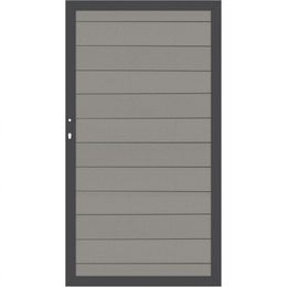 TraumGarten Sichtschutzzaun SYSTEM WPC CLASSIC Gartentor Grau/Anthrazit, DIN links