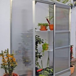 Vitavia Anlehngew&auml;chshaus Styx Tomatenhaus Silber, 4 mm, 69x131x182 cm (LxBxH),HKP (Hohlkammerplatten)