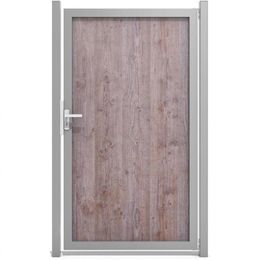 GroJa Einzeltor Premo HPL-Sichtschutzelement Holzoptik, Silber EV1