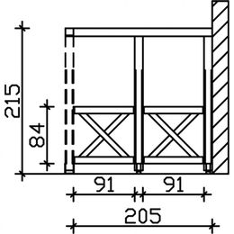 Skan Holz Seitenwand Andreaskreuze Douglasie Nussbaum, 205x210 cm