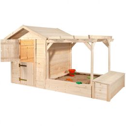 Weka Tabaluga Kinderspielhaus Spielplatz mit Sandkasten, Braun/Natur