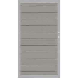TraumGarten Sichtschutzzaun SYSTEM WPC CLASSIC Gartentor Grau/Silber, DIN rechts