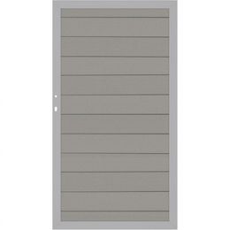 TraumGarten Sichtschutzzaun SYSTEM WPC CLASSIC Gartentor Grau/Silber, DIN links