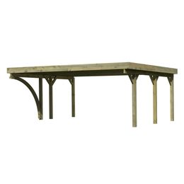 Karibu Doppelcarport Classic mit Rundbogen Unterstand, PVC-Dachplatten, 1 Rundbogen,598x480 cm