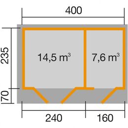 Weka Gartenhaus 261 naturbelassen Gartenh&uuml;tte, 400x235 cm