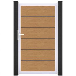 GroJa Einzeltor BasicLine Premium PVC-Steckzaun Asteiche Natur , Silber EV1