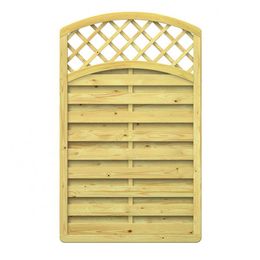 TraumGarten Sichtschutzzaun Holz XL Rundbogen mit Gitter-rund-oben Sichtschutz Lamellenzaun, 119x179 cm