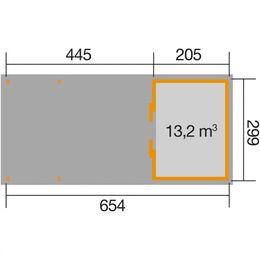 Weka Loungehouse 225 A/B Gartenhaus mit überdachter Terrasse, 654x295 cm