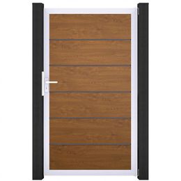 GroJa Einzeltor BasicLine Premium PVC-Steckzaun Golden Oak , Silber EV1