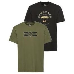 T-Shirt Quiksilver "OPEN ARROW SHORT SLEEVE TEE PACK YM" Gr. XL, grün (khaki/black) Herren Shirts