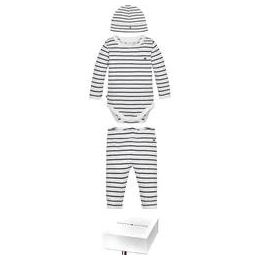 Body & Leggings Tommy Hilfiger "RIB 3 PIECE SET GIFTBOX" Gr. 86, weiß (ancient white desert sky stripe) Baby KOB Set-Artikel bis 2 Jahre