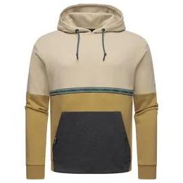 Hoodie Ragwear "Blocky Hoody" Gr. 4XL (60), beige (sand) Herren Sweatshirts Sportlicher Kapuzenpullover mit Blockstreifen