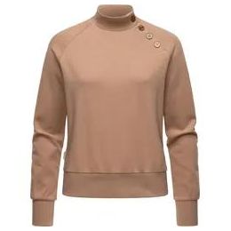 Sweatshirt Ragwear "Majjorka Solid" Gr. 4XL (48), beige Damen Sweatshirts Langarmshirt mit Rippbündchen und Zierknöpfen