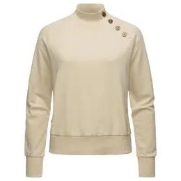 Sweatshirt Ragwear "Majjorka Solid" Gr. L (40), beige (ecru) Damen Sweatshirts Langarmshirt mit Rippbündchen und Zierknöpfen