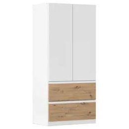 Drehtürenschrank Rauch "Kleiderschrank Schrank Garderobe Wäscheschrank COSTA in 3 Breiten" Schränke Gr. B/H/T: 90cm x 197cm x 54cm, 2 St., weiß (alpinweiß/eiche artisan) viel Platz, grifflose Front und Push-to-Open Funktion MADE IN GERMANY