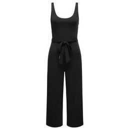 Jumpsuit Ragwear "Lisseta" Gr. XL (42), Normalgrößen, schwarz, Damen, Material: 48% Baumwolle, 47% Viskose, 5% Elasthan, Overalls, Langer Damen Overall mit Bindegürtel