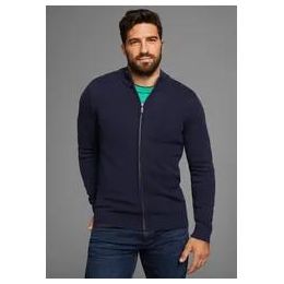 H.I.S. Jacquardstrickjacke H.I.S "Bis Größe 5 XL" Gr. XXXL (64/66), blau (marine) Herren Strickjacken mit Reißverschluss - NEUE KOLLEKTION