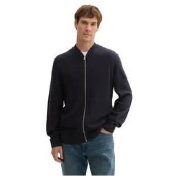 Strickjacke Tom Tailor Gr. XXXL, blau (knitted navy melange) Herren Strickjacken mit Reißverschluss