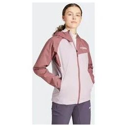 Outdoorjacke Adidas TERREX "W MT 2L RAIN JK" Gr. L, lila (preloved fig, quiet crimson) Damen Jacken