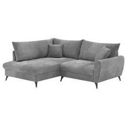 Ecksofa Home Affaire "Blackburn II, L-Form" Sofas Gr. B/H/T: 230cm x 71cm x 190cm, Velours, Ottomane links, grau (dolce 16 graphite) Mit Kaltschaumpolsterung bis 140 kg belastbar