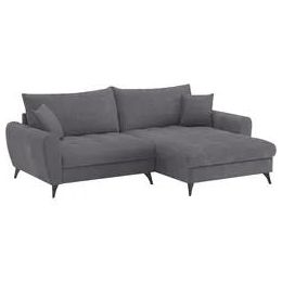 Ecksofa Home Affaire "Blackburn II, L-Form" Sofas Gr. B/H/T: 246cm x 71cm x 170cm, Cord, Recamiere rechts, grau (stripes 8629 stone) Mit Kaltschaumpolsterung bis 140 kg belastbar