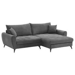 Ecksofa Home Affaire "Blackburn II, L-Form" Sofas Gr. B/H/T: 246cm x 71cm x 170cm, Microfaser, Recamiere rechts, schwarz (memphis 17 black) Mit Kaltschaumpolsterung bis 140 kg belastbar