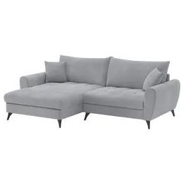 Ecksofa Home Affaire "Blackburn II, L-Form" Sofas Gr. B/H/T: 246cm x 71cm x 170cm, Microfaser, Recamiere links, grau (memphis 45 grau) Mit Kaltschaumpolsterung bis 140 kg belastbar