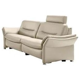 2,5-Sitzer Hukla "Ledersofa, Breite 194 cm" Sofas Gr. B/H/T: 194cm x 91cm x 92cm, Leder, Kopfstütze rechts-WallAway-Funktion rechts, beige (torro ecru) aus Leder, optional Kopfstütze u. WallAway-Funktion