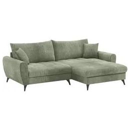 Ecksofa Home Affaire "Blackburn II, L-Form" Sofas Gr. B/H/T: 246cm x 71cm x 170cm, Veloursstoff, Recamiere rechts, grün (dolce 11 green) Mit Kaltschaumpolsterung bis 140 kg belastbar