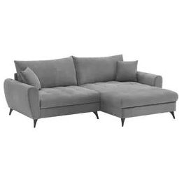 Ecksofa Home Affaire "Blackburn II, L-Form" Sofas Gr. B/H/T: 246cm x 71cm x 170cm, Microfaser, Recamiere rechts, grau (memphis 20 stone) Mit Kaltschaumpolsterung bis 140 kg belastbar